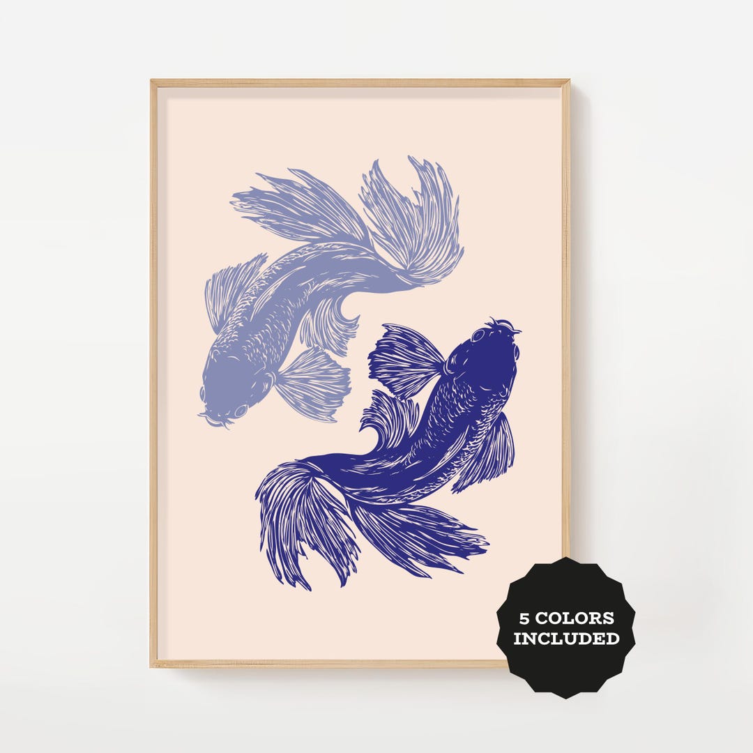 Betta Fish Art Print | Vintage Japan Poster | Fish Poster Art | Koi ...
