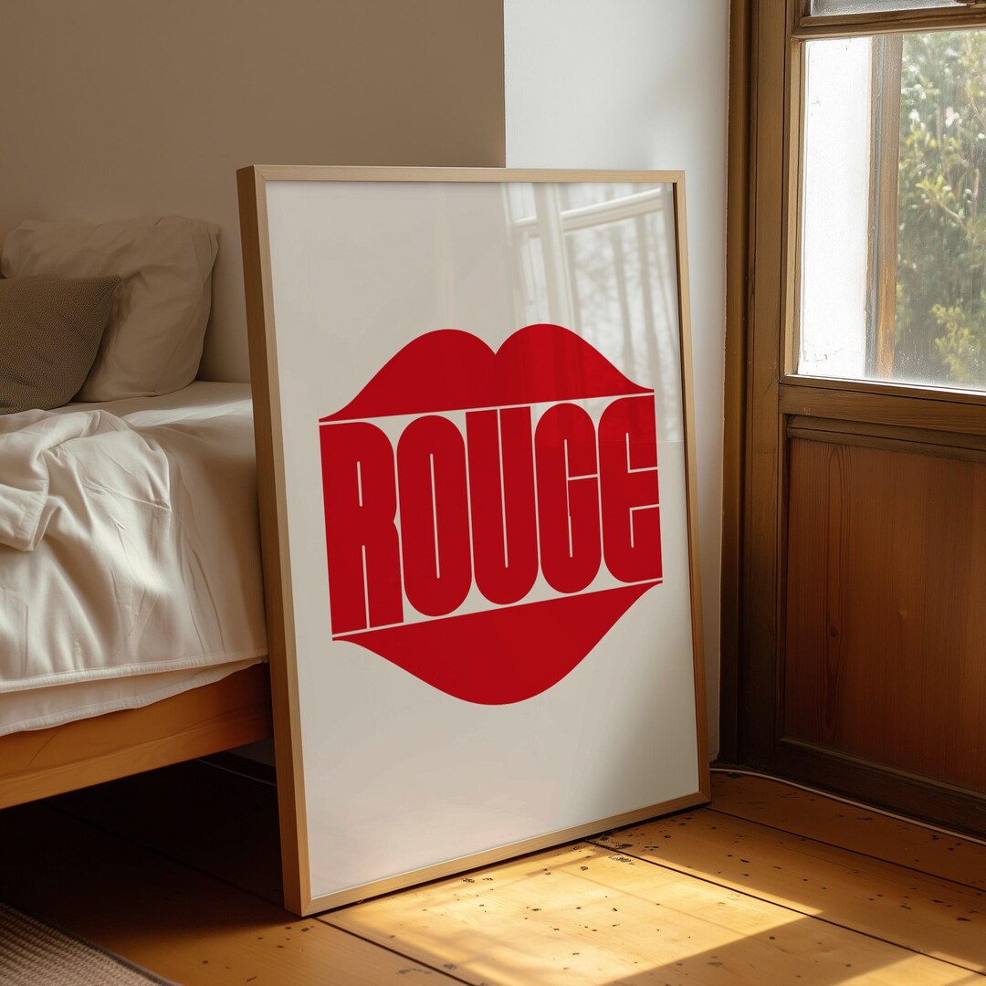 Rouge Lips Pop Art Poster Y2K Aesthetic Digital Print for Girls Bedroom ...
