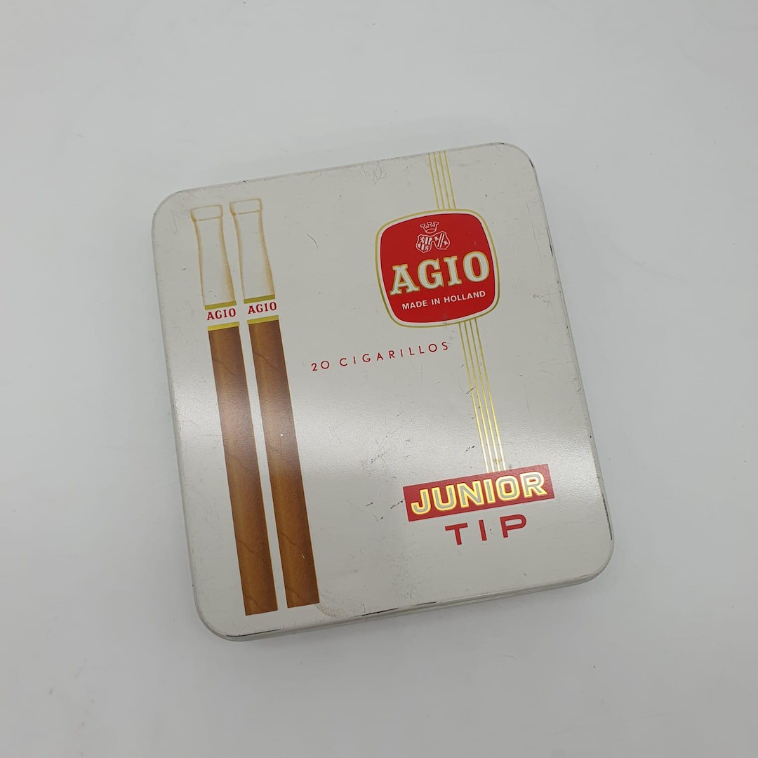 Vintage AGIO Junior Tip Tin Box, Cigarillos Made in Holland, Perfect ...