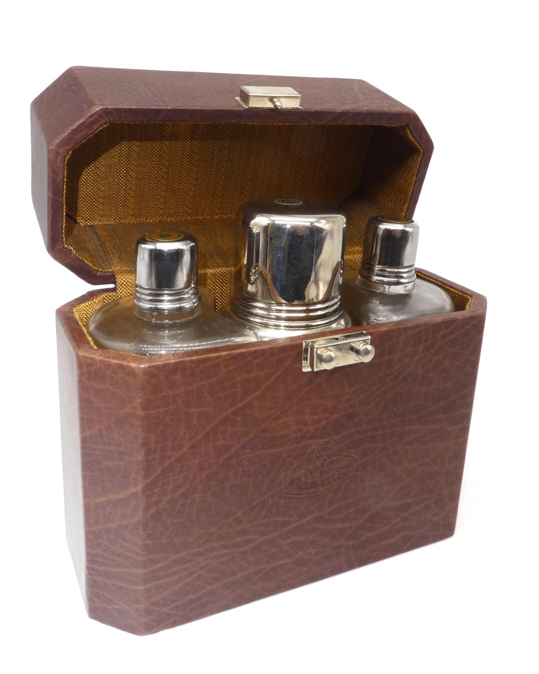 Vintage Leather Travel Flask Set With Shaker, the Baron, Made in Italy ...