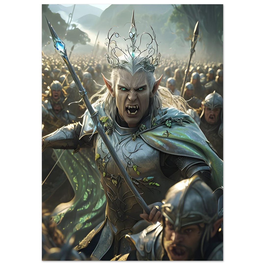 Evil Elf King Battle Scene Poster - Fantasy Art - A1, A2, A3, A4 Sizes ...