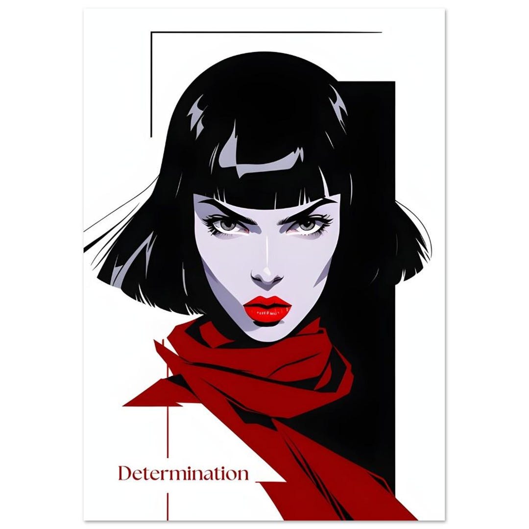 Determination Art Pop Poster Bold Female Character Print A1, A2, A3 ...