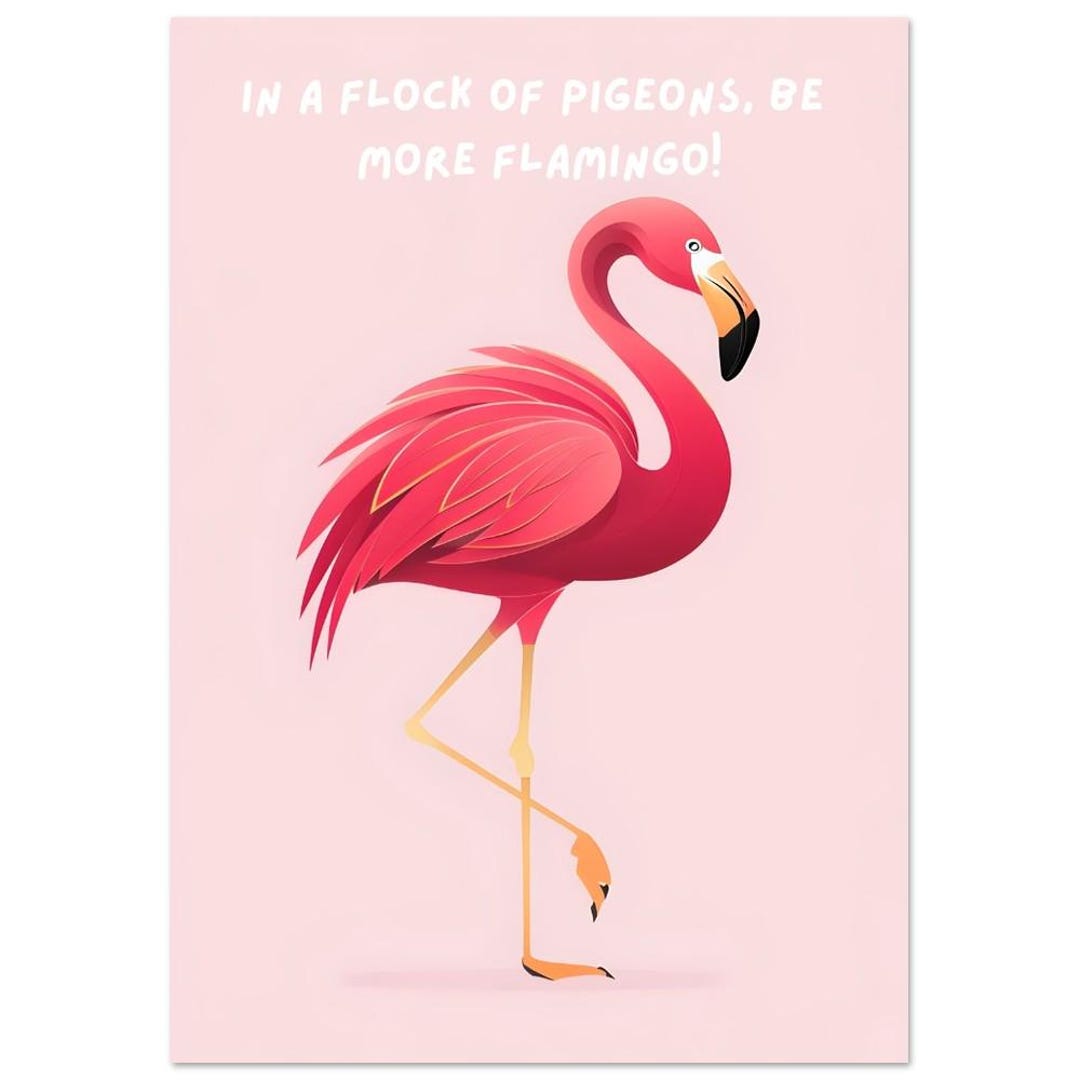 Bright Pink Flamingo Meme Poster - Fun Decor for Any Space - A1, A2, A3 ...