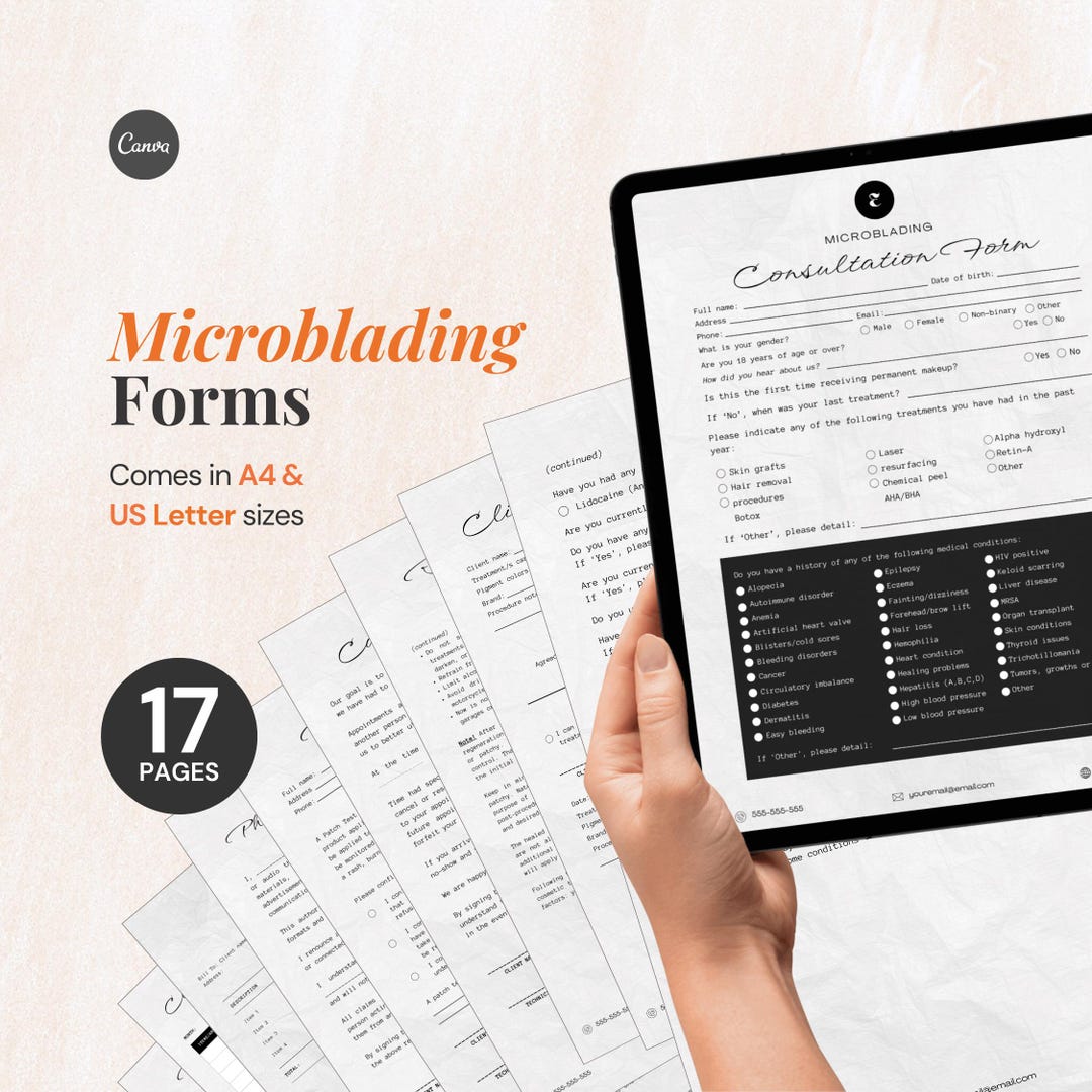 Microblading Consent Form Consultation Form Client Intake Editable ...