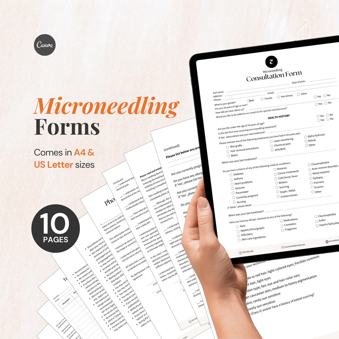 Microneedling Consent Forms Editable Microneedling Consultation Intake ...