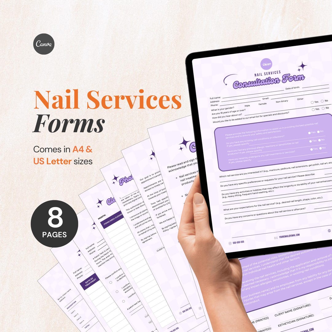 Nail Services Forms Manicure Pedicure Consultation Nail Salon Consent ...