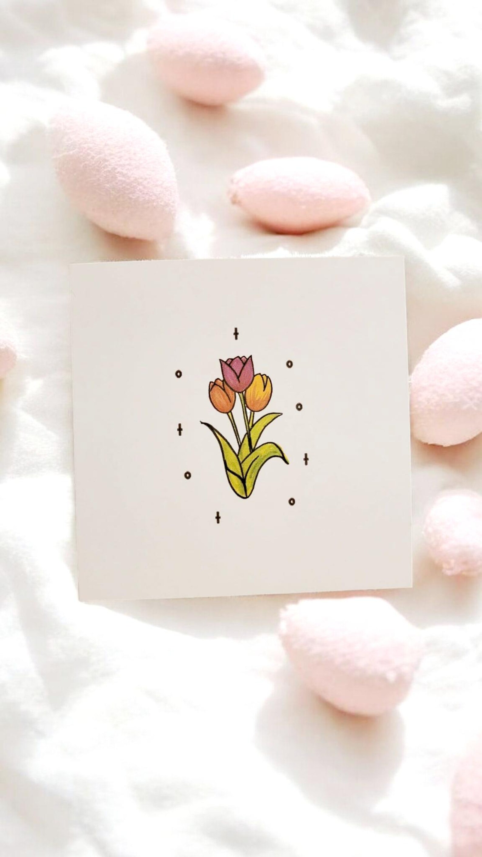 Hand-drawn Tulip Greeting Card – Cute Minimalist Floral Design – Unique ...