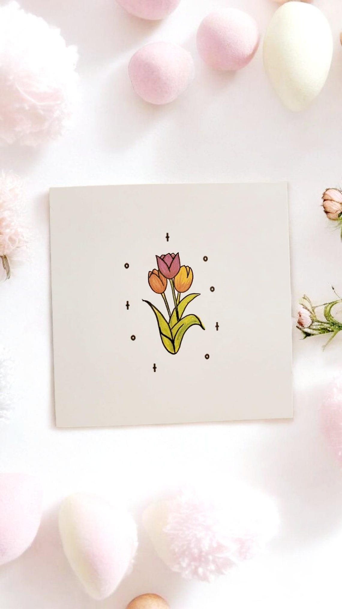 Hand-drawn Tulip Greeting Card – Cute Minimalist Floral Design – Unique ...