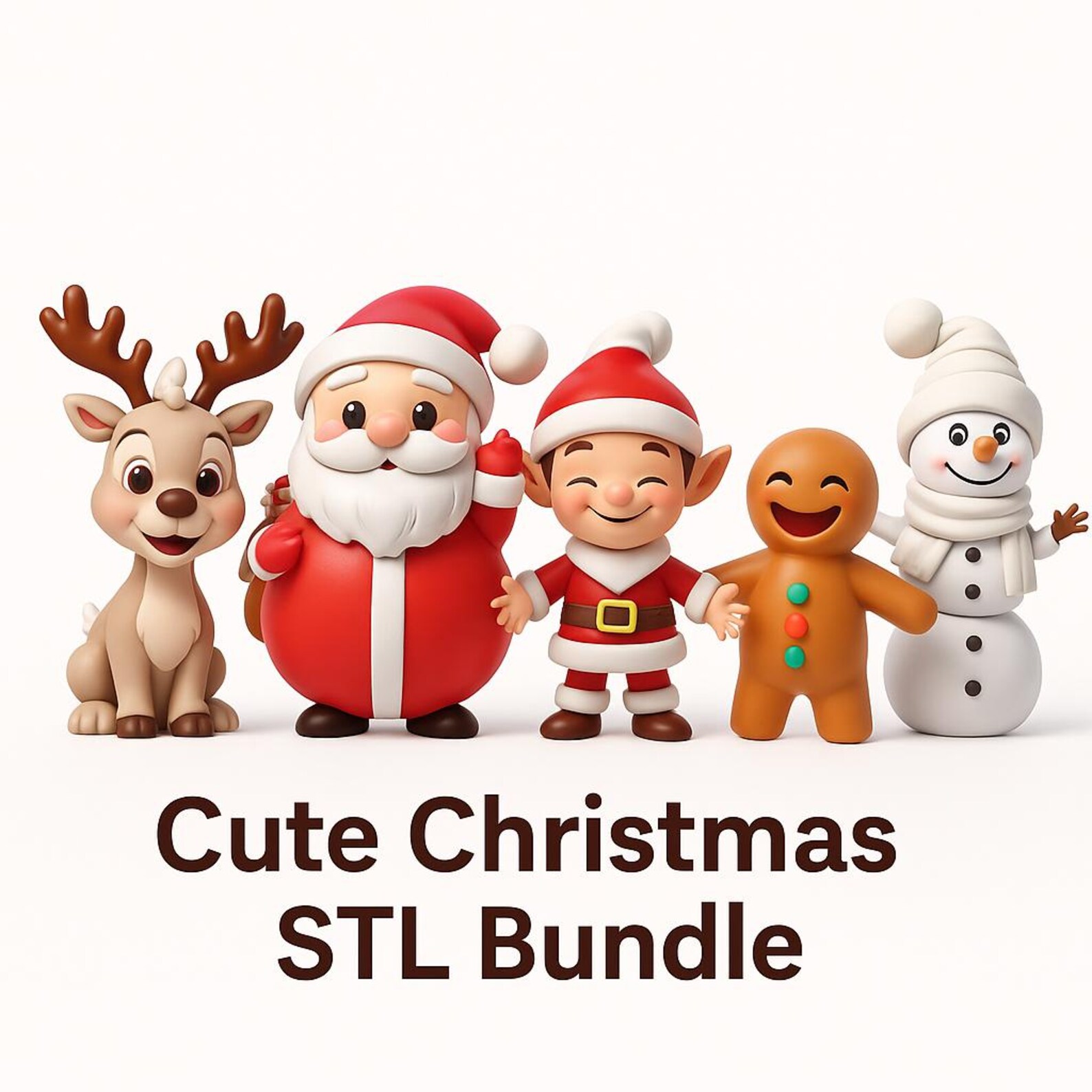 Christmas Character STL Bundle | Santa Reindeer Elf Snowman | 3D ...