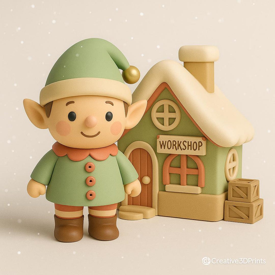 Buttons the Elf & Workshop STL – 3D Printable Christmas Figurine Set - Etsy