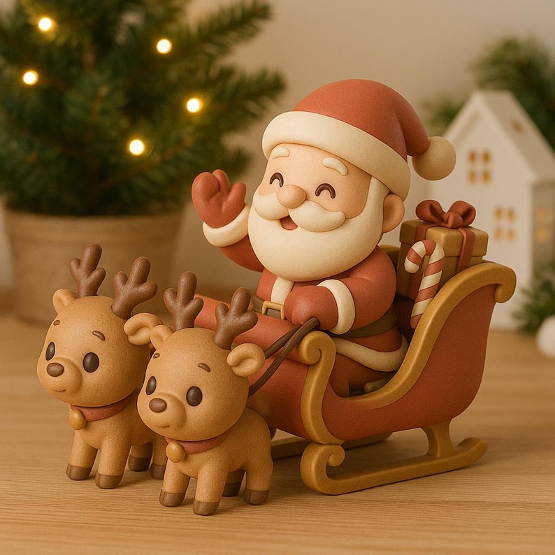 Santa's Sweet Sleigh STL – Christmas Figurine (digital Download) - Etsy