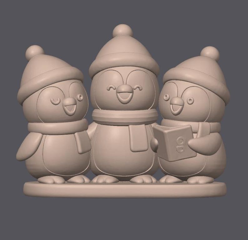 Penguin Choir Christmas Ornament: Festive 3D STL File - Etsy