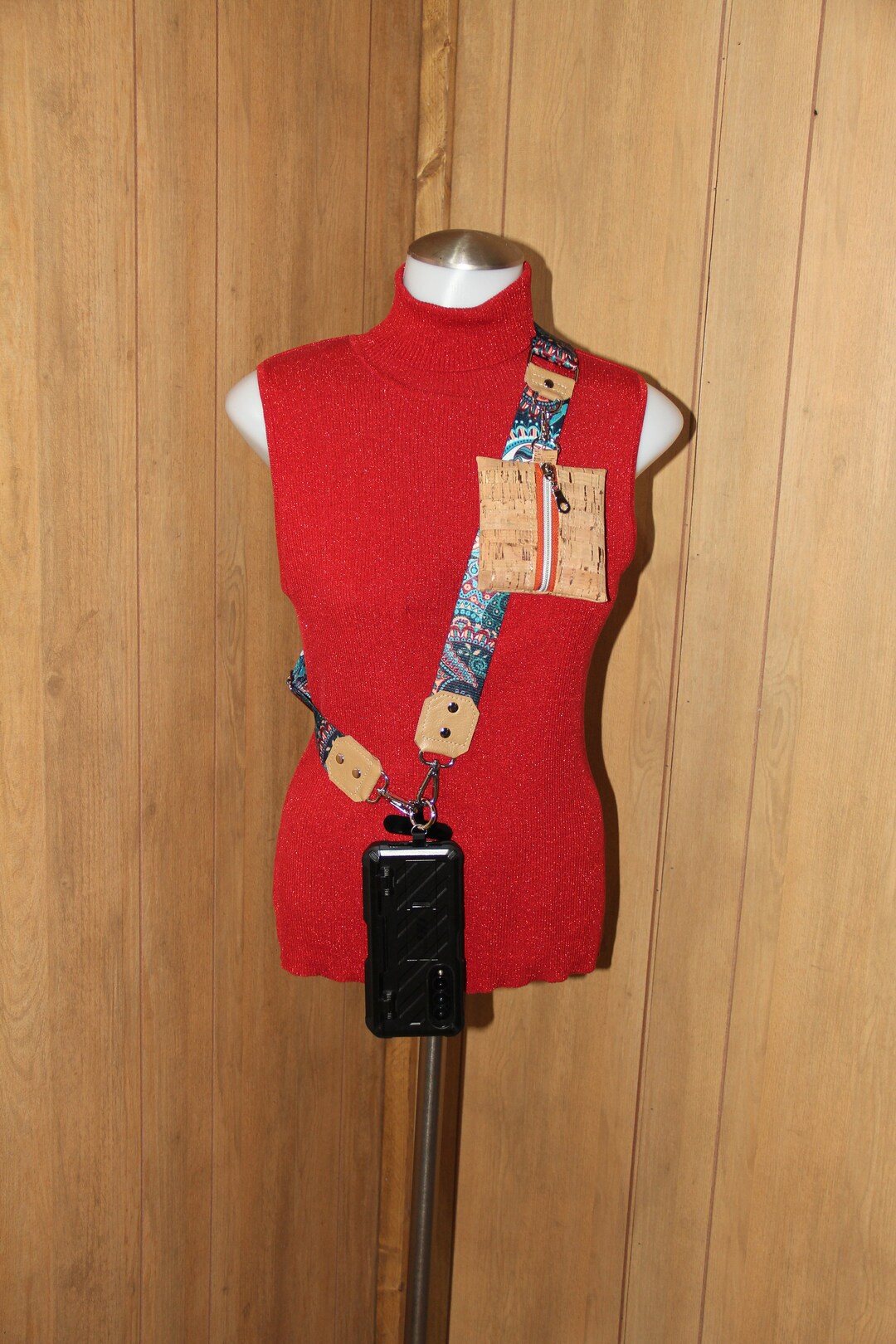 Cell Phone Sling, Cell Phone Carrier, Strap With Zipper Wallet, Blue ...