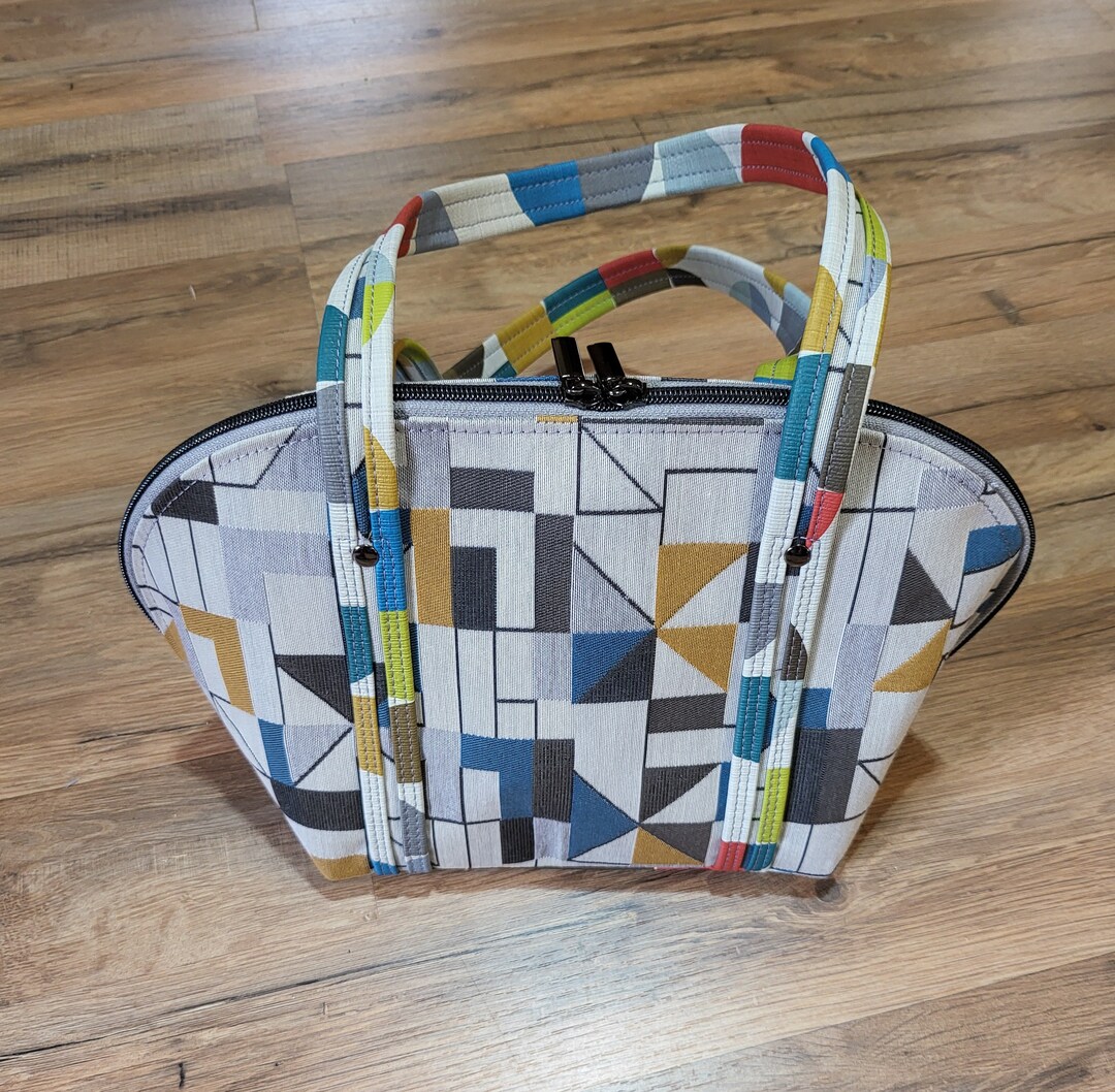 Bowler Style Handbag Purse, Multi Colored Geometric - Etsy