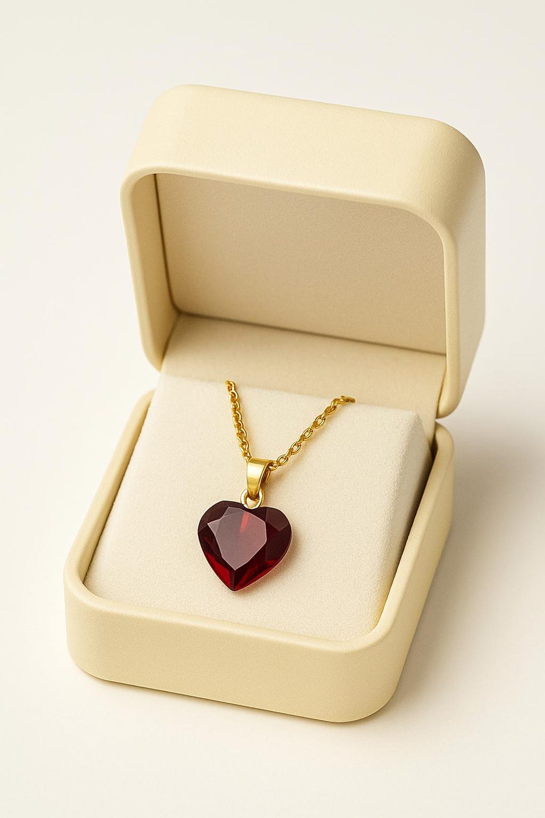 Lab Grown Ruby Heart Pendant: Red Crystal Necklace, Silver Chain - Etsy