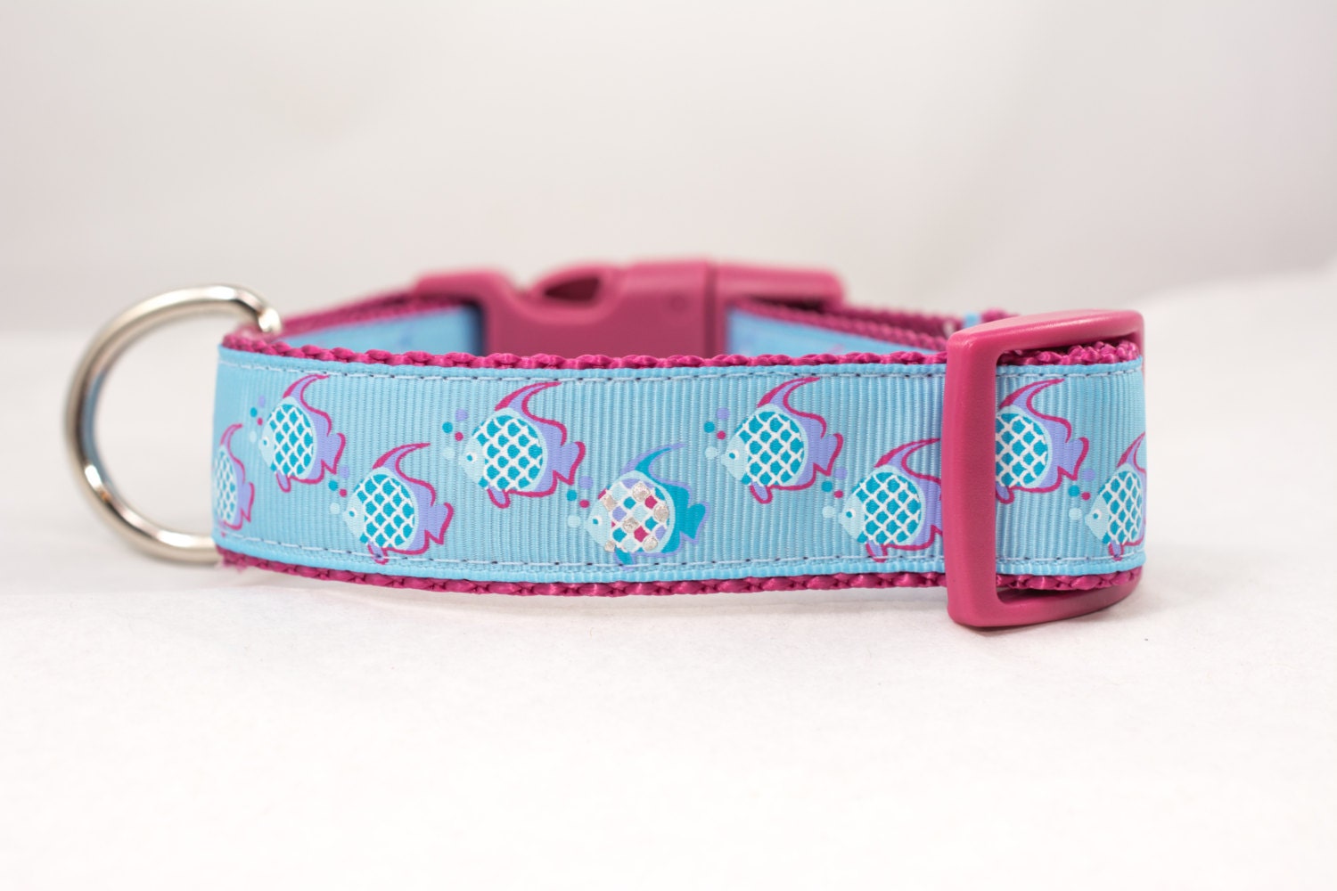 School of Fish Dog Collar - 1 Inch Wide - Buckle or Martingale Collar ...