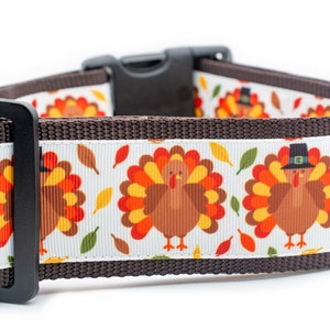 Pilgrim Turkey Dog Collar - 2 Inch Wide - Thanksgiving Dog Collar ...