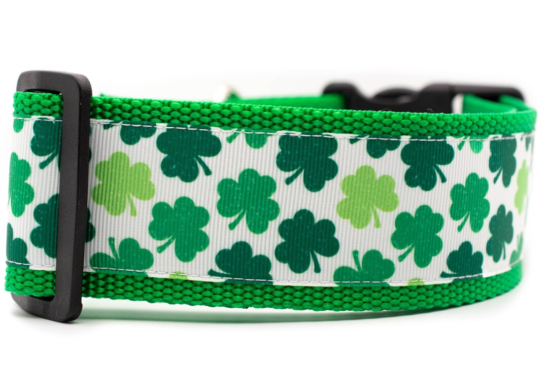 Shamrock Scatter Dog Collar - 2 Inch Wide - Buckle or Martingale - St ...