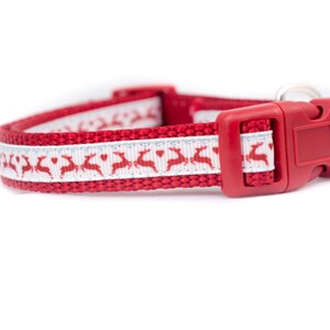 Red Reindeer Dog Collar - 5/8" or 3/4" Wide - Holiday Dog Collar ...