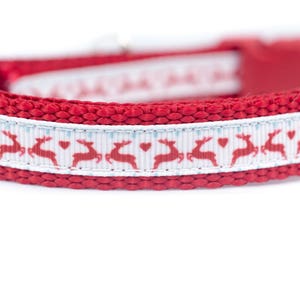Red Reindeer Dog Collar - 5/8" or 3/4" Wide - Holiday Dog Collar ...