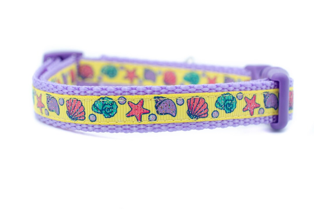 Ocean Seashells Dog Collar - 5/8" Inch Wide - for Small Dogs - Summer ...
