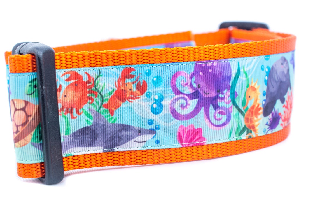 Ocean Friends Dog Collar - 2 Inch Wide Collar - Buckle or Martingale ...