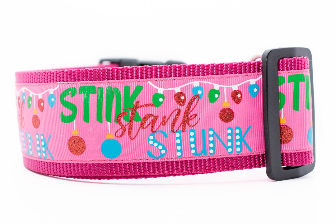 Stink Stank Stunk Pink Dog Collar 2 Inch Wide Christmas Dog Collar ...