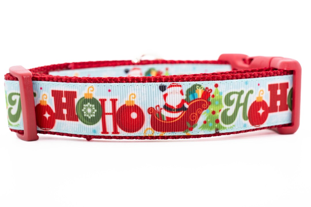 Ho Ho Santa Sleigh Dog Collar - 1 Inch Wide - Buckle or Martingale ...