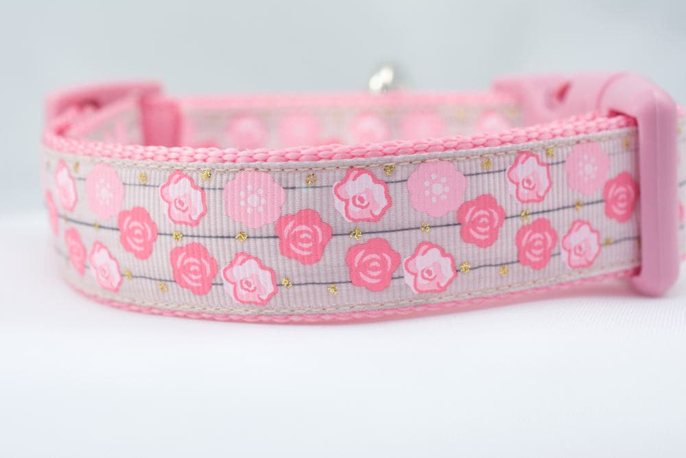 Wood Rose Dog Collar 1 Wide Collar Floral Dog Collar - Etsy