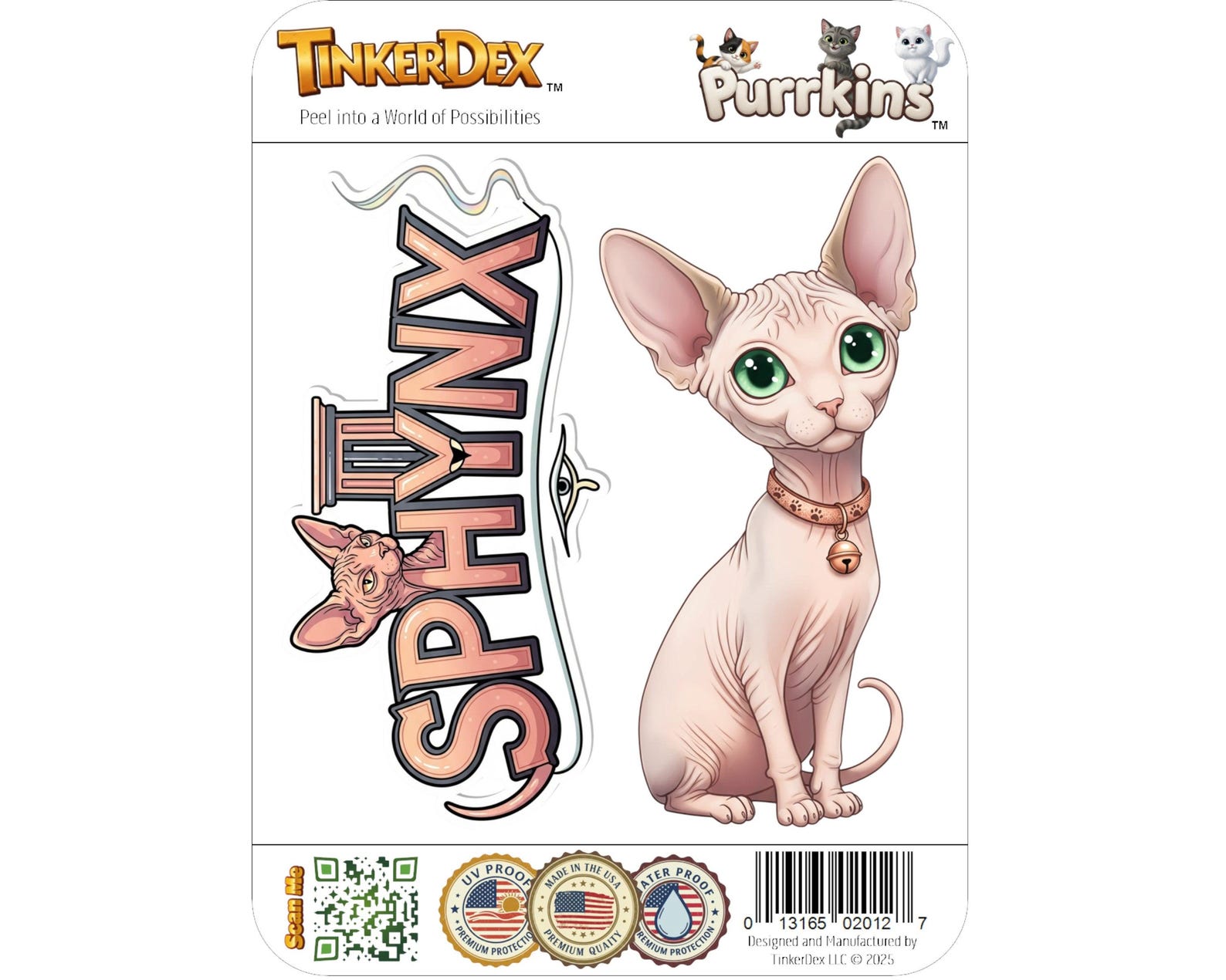 Sphynx Sticker and Magnet - Hairless Wonder Purrkins™ – Domestic Cat ...