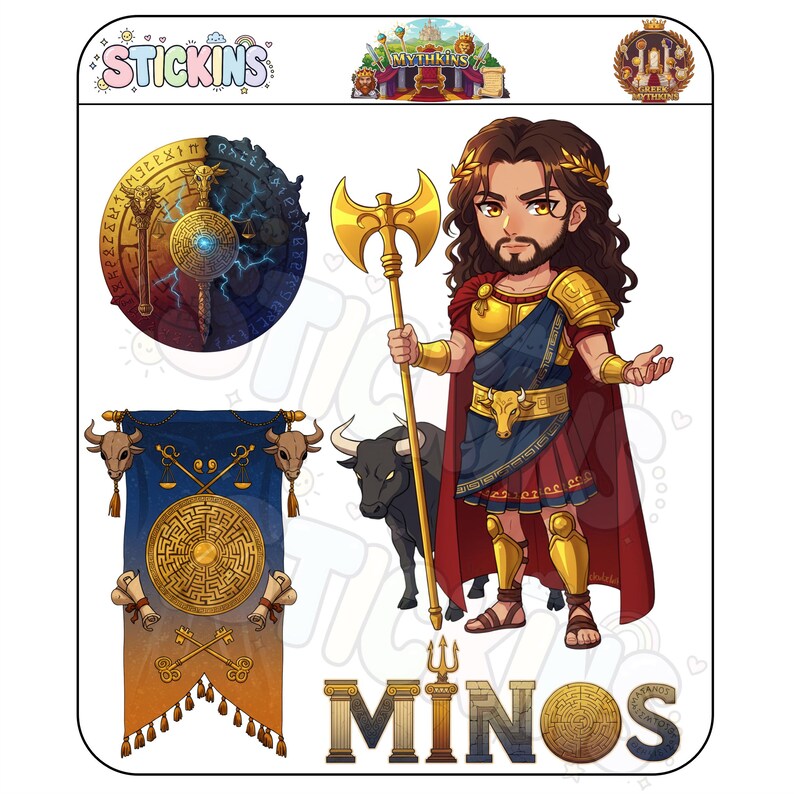 Minos Premium 4 Sticker Bundle Greek Mythology Series Exquisitely ...