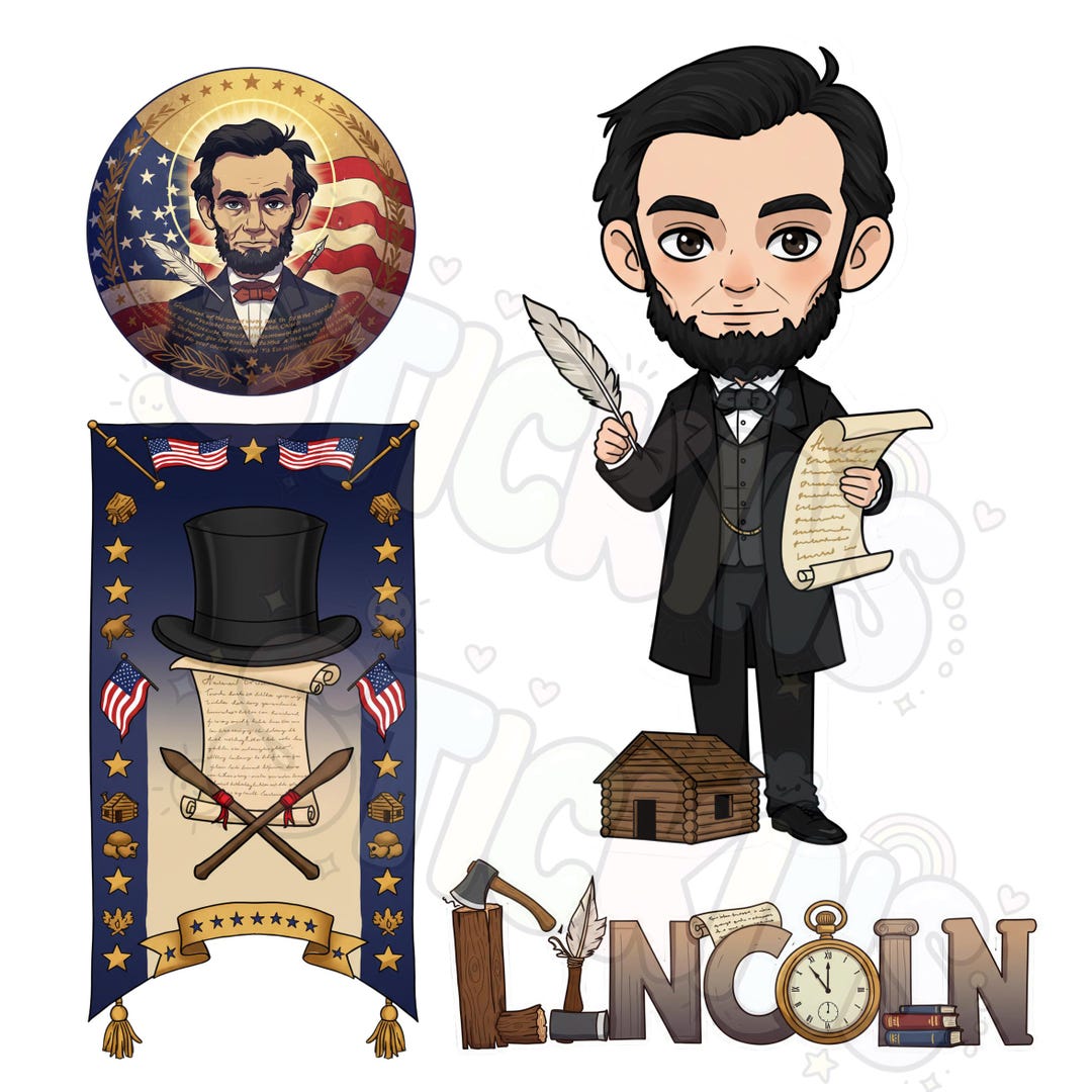 Abraham Lincoln Premium 4 Sticker Bundle American History Series ...