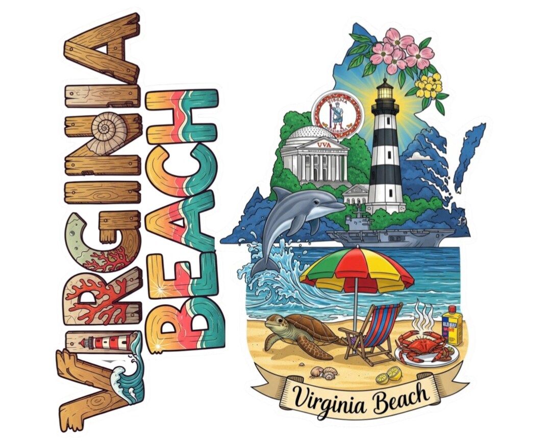 Virginia Beach Sticker and Magnet - the Resort City Statekins™ – USA ...
