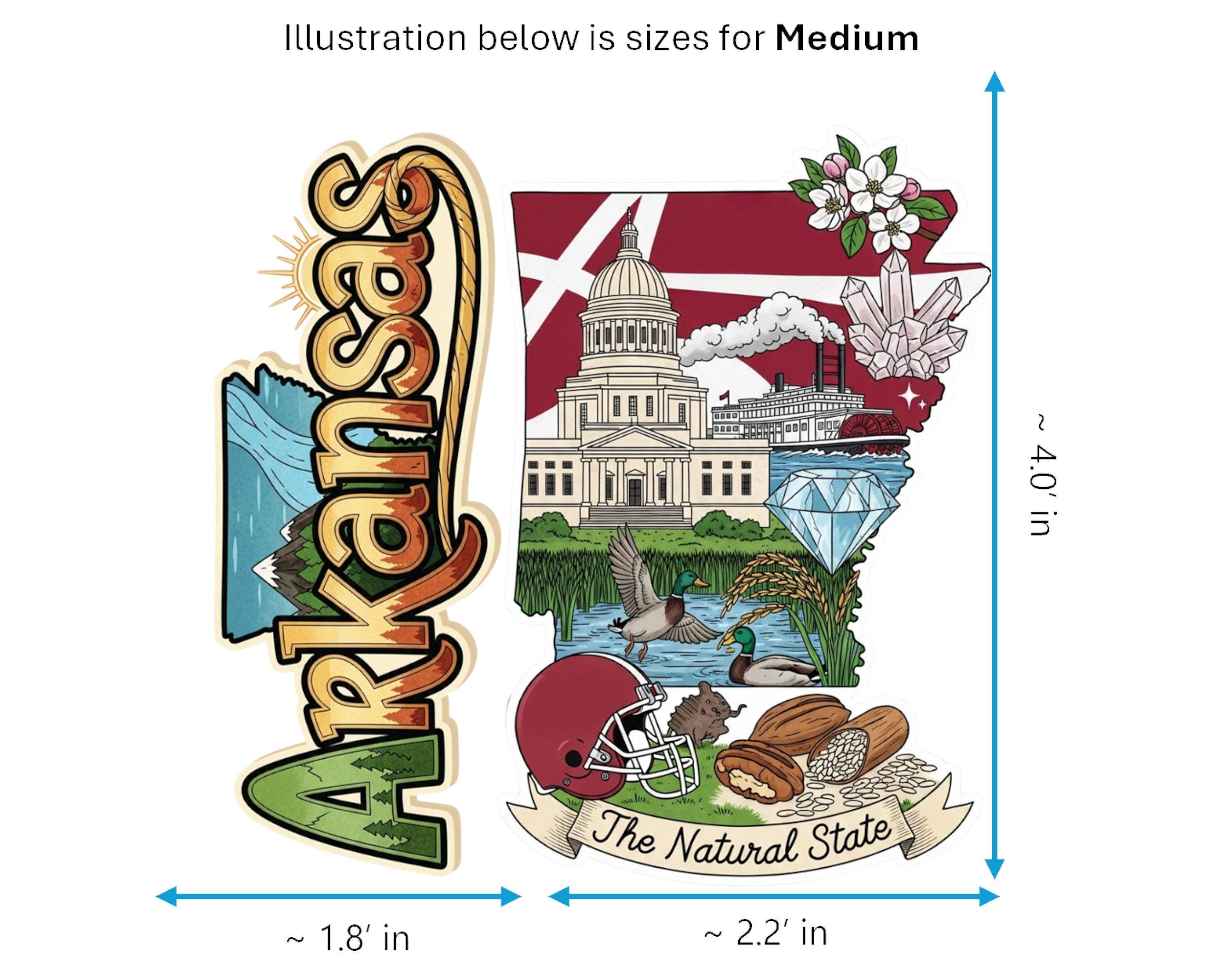 Arkansas Sticker and Magnet - the Natural State Statekins™ – USA State ...