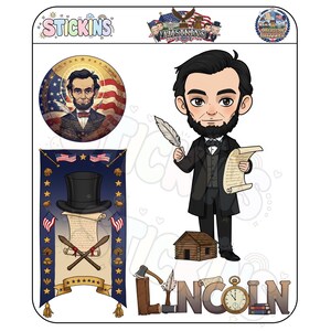 Abraham Lincoln Premium 4 Sticker Bundle American History Series ...