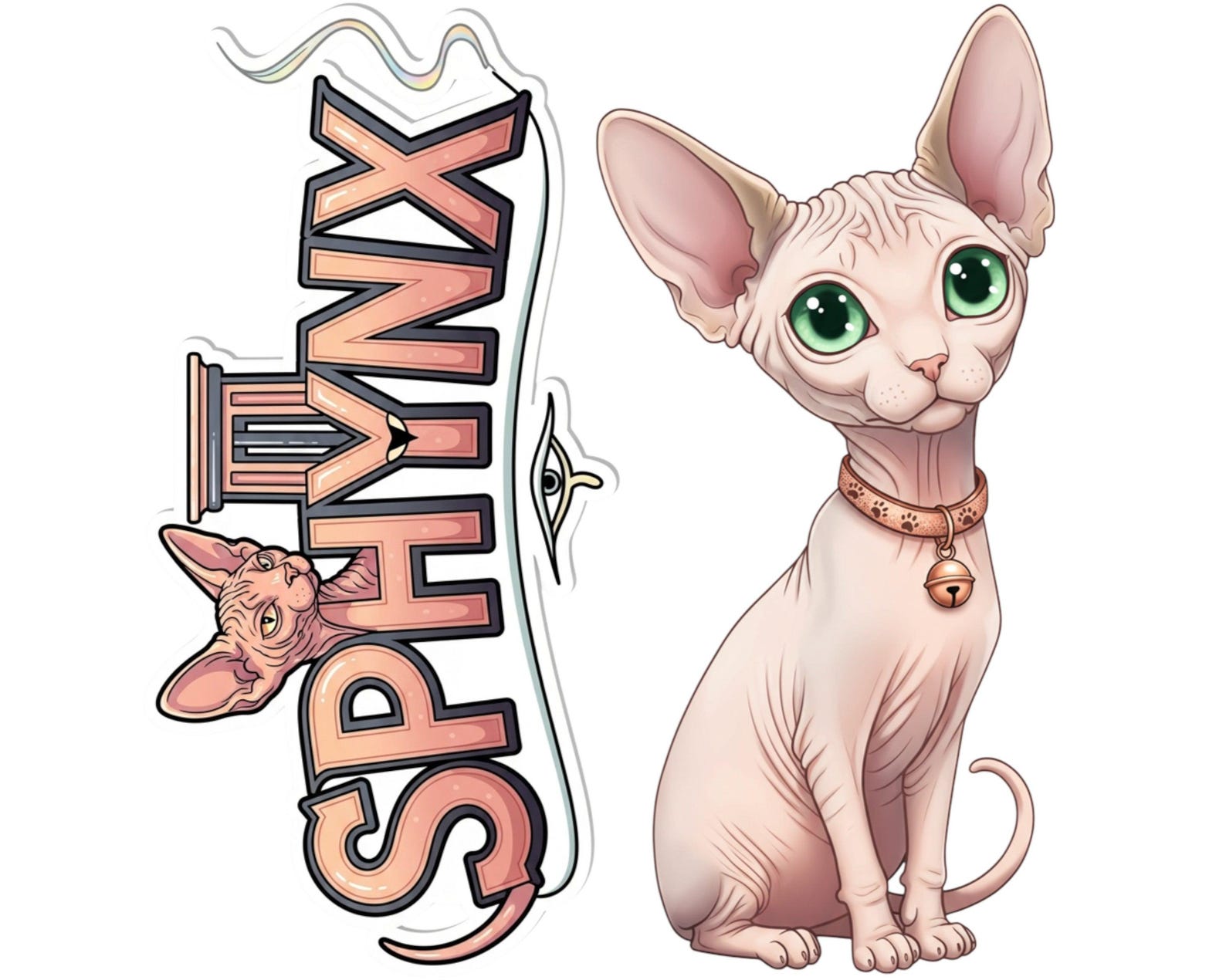 Sphynx Sticker and Magnet - Hairless Wonder Purrkins™ – Domestic Cat ...
