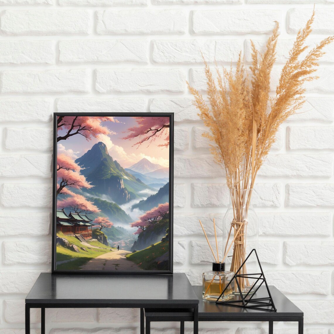 A Serene and Vibrant Anime-style Nature Artwork Poster: Towering Trees ...