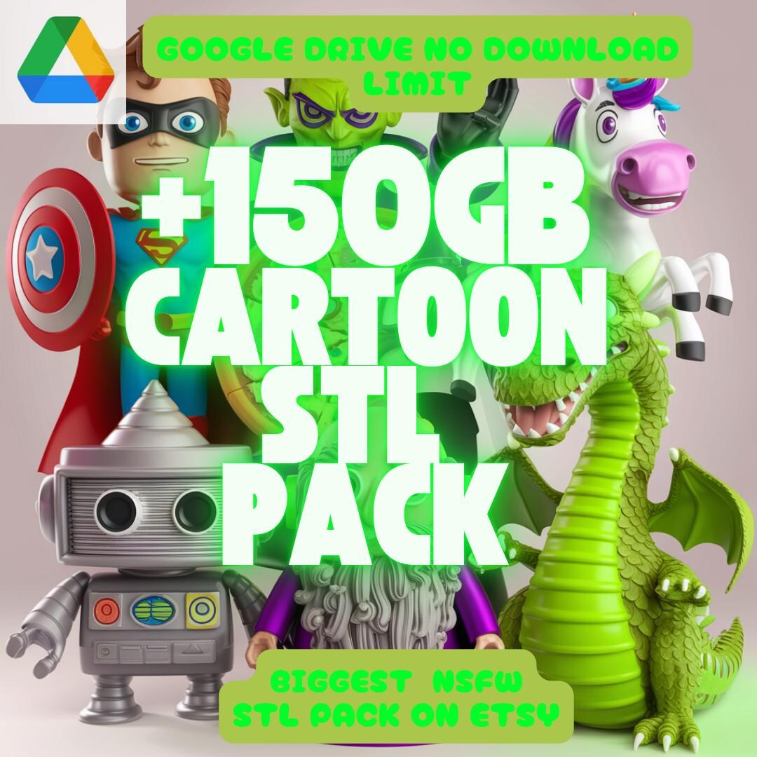 150GB Cartoons STL Mega Pack Iconic 3D Models Collection Unlimited ...
