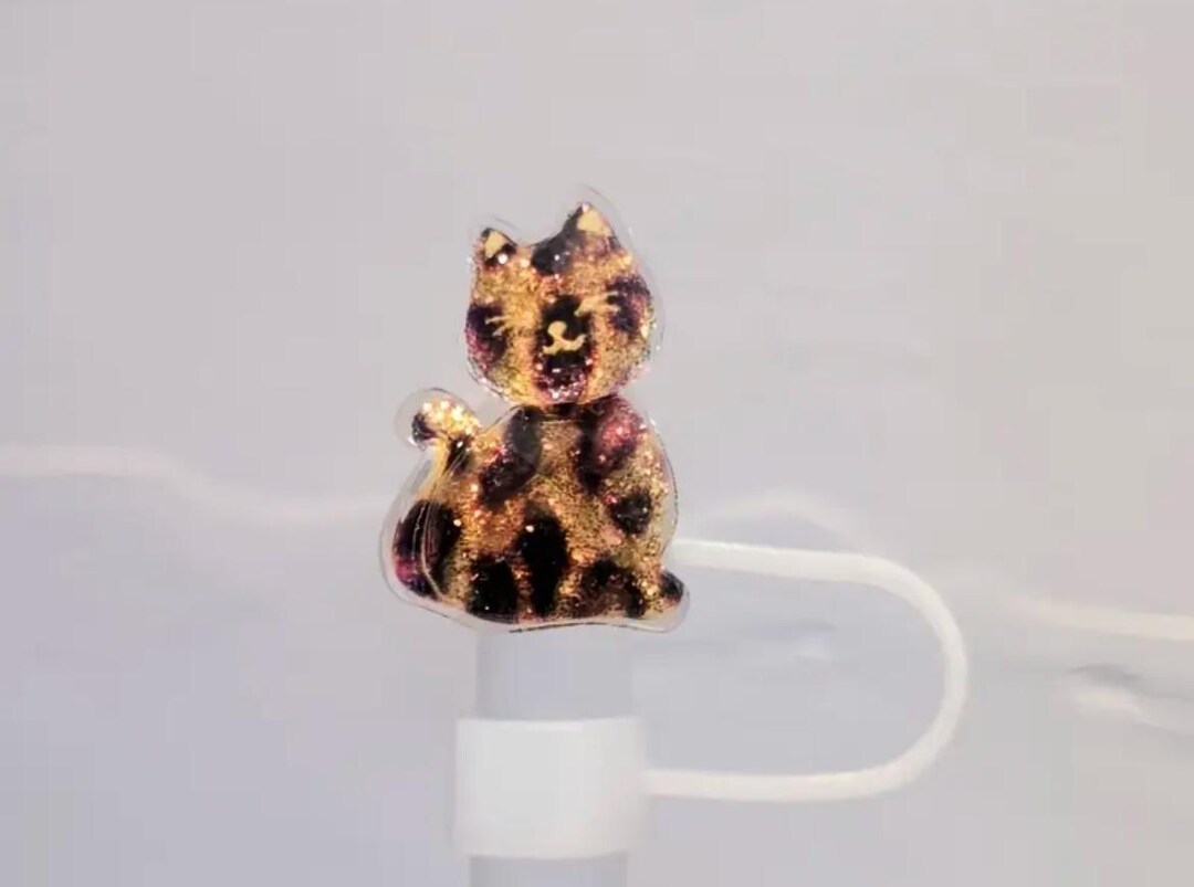 Cheetah Cat Straw Topper Fits 20, 30 or 40 Oz Stanley and Other Brands ...