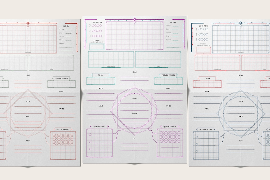 DND 5E Character Sheet Bundle | 10-pages Layout | Printable & Fillable ...