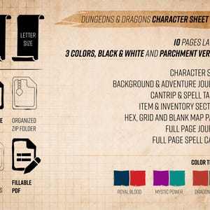 DND 5E Character Sheet Bundle | 10-pages Layout | Printable & Fillable ...