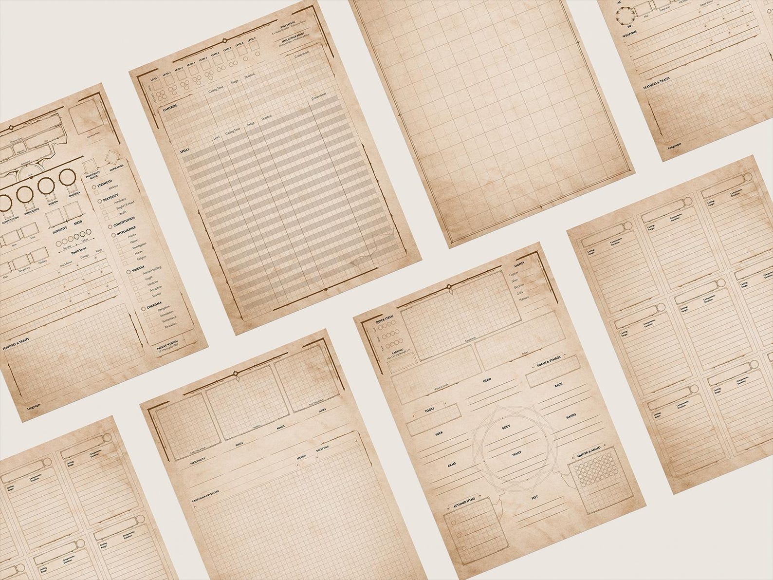 DND 5E Character Sheet Bundle | 10-pages Layout | Printable & Fillable ...