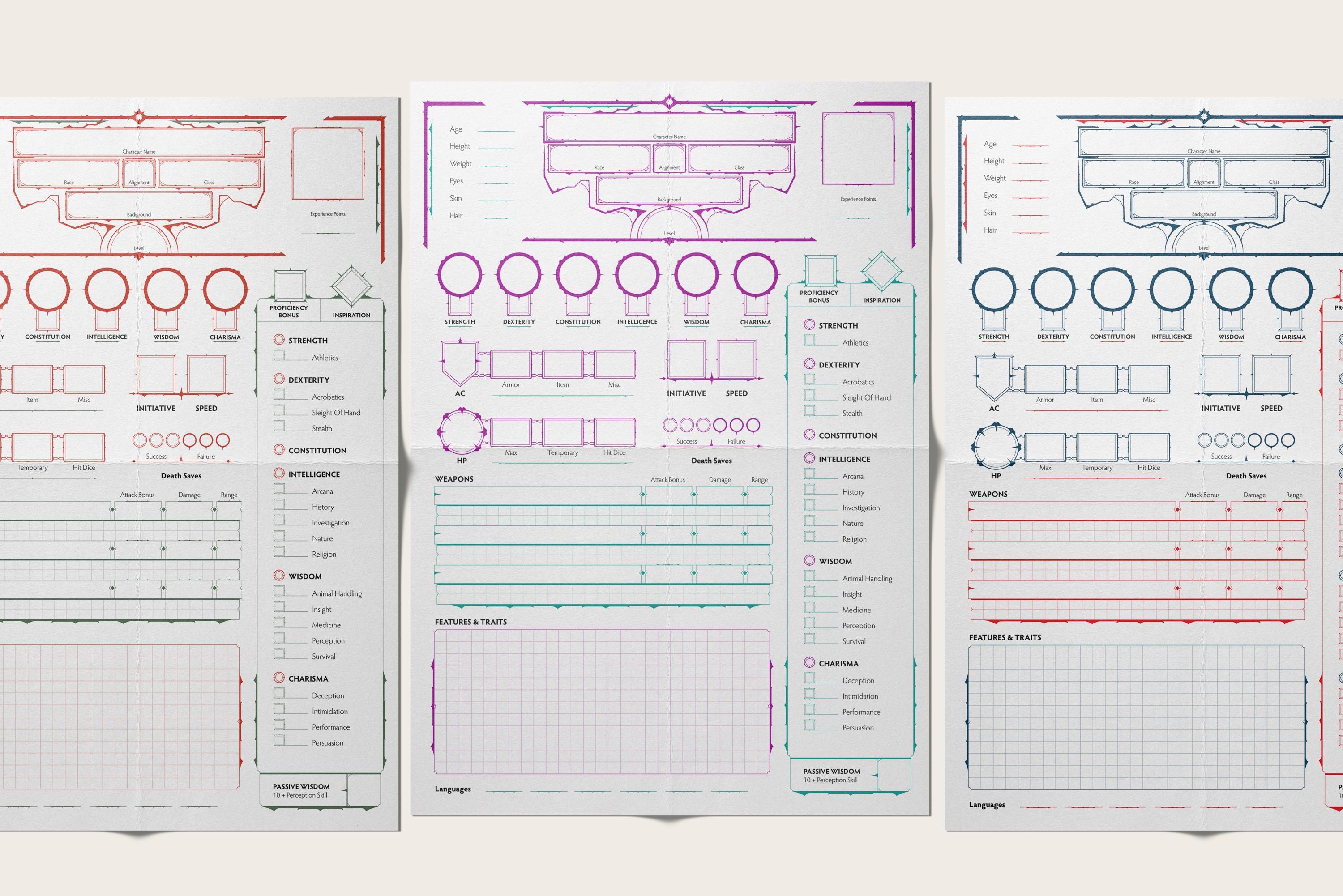 DND 5E Character Sheet Bundle | 10-pages Layout | Printable & Fillable ...