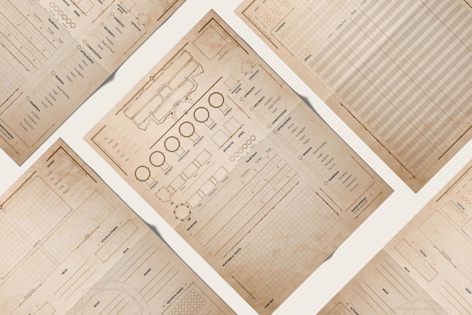DND 5E Character Sheet Bundle | 10-pages Layout | Printable & Fillable ...