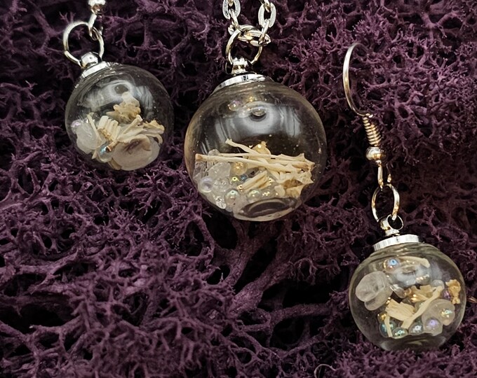 Bone and Nature in Glass Bubble Necklace and Earrings. Vessel Jewelry ...