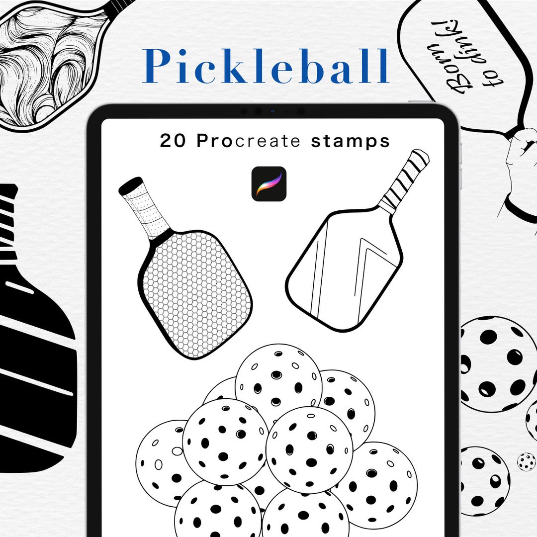 Pickleball Procreate Stamps Clipart Set With Transparent Background ...