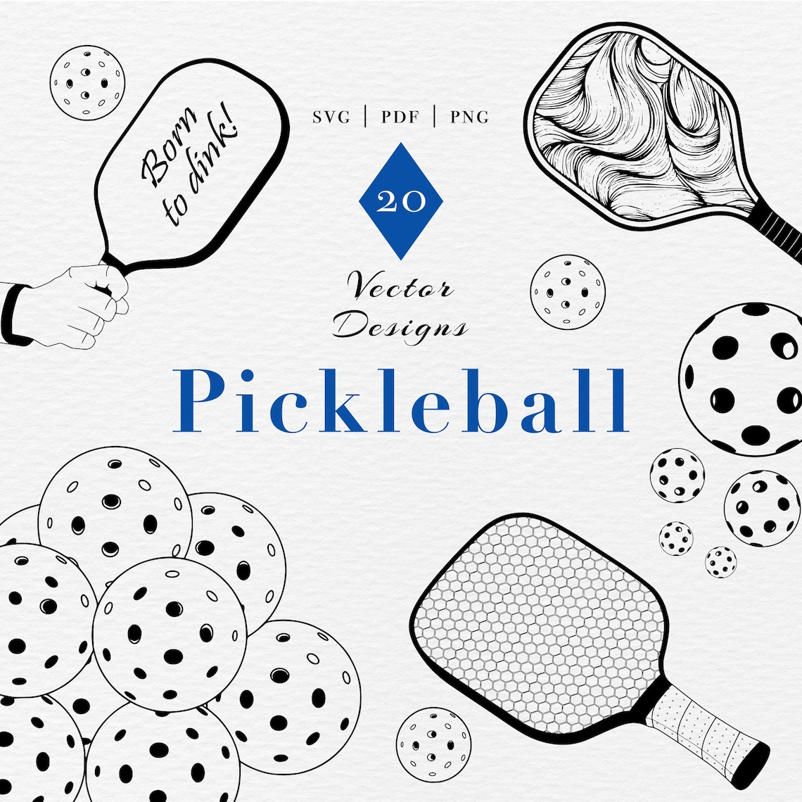 Pickleball Clipart Set With Transparent Background Gift for ...