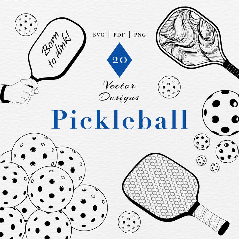 Pickleball Clipart Set With Transparent Background Gift for ...