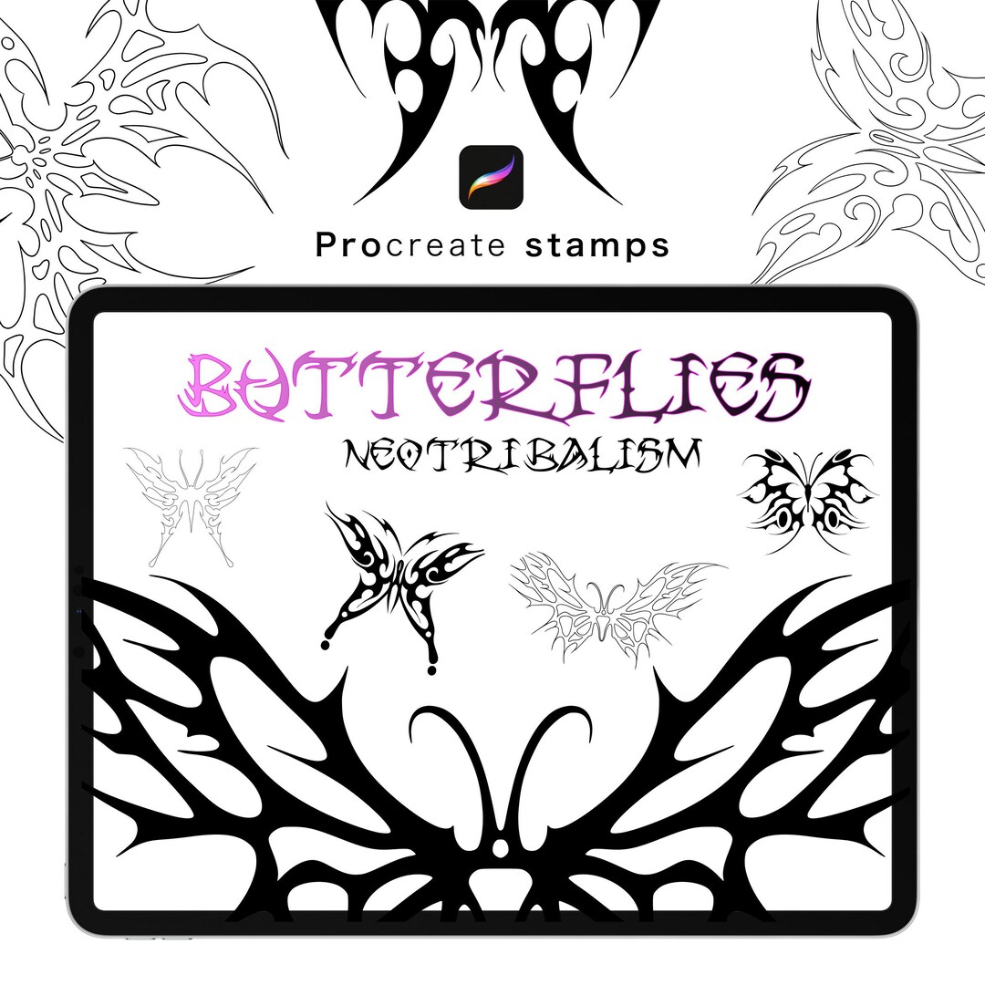Neotribalism Butterfly Procreate Stamps Tattoo Stencil Brushes ...