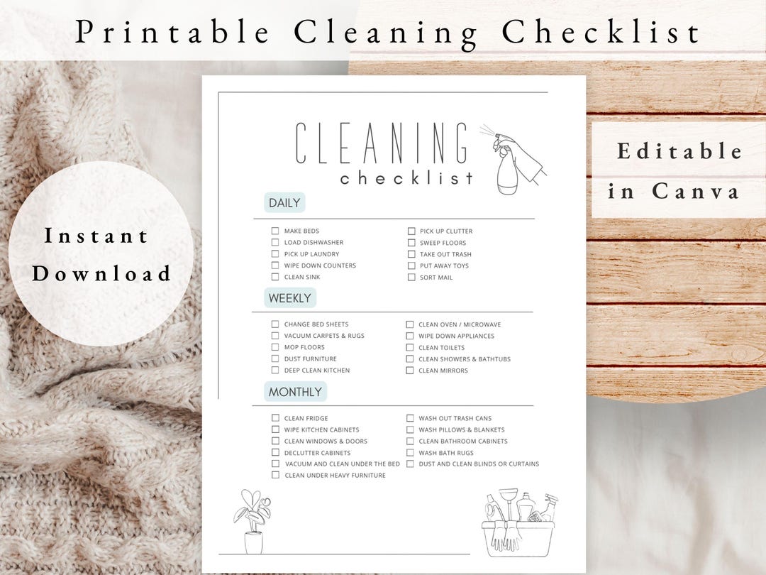 Ultimate Minimalist Cleaning Schedule Printable, Daily, Weekly ...